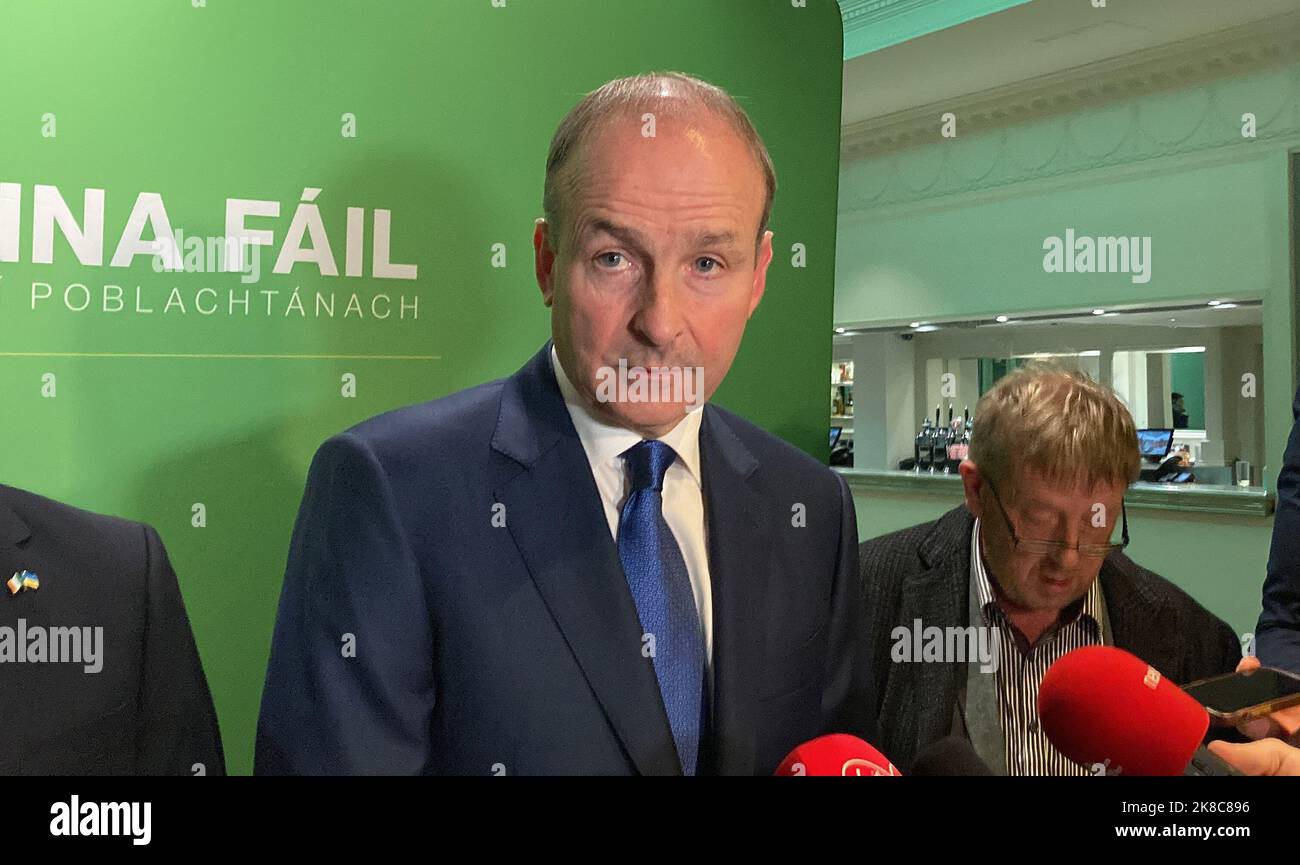 Taoiseach Michael Martin speaks to the media as he defends the Irish ...