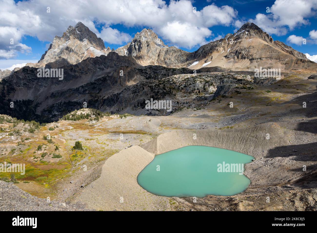 The Grand, Middle, and South Teton peaks rising beyond Schoolroom ...