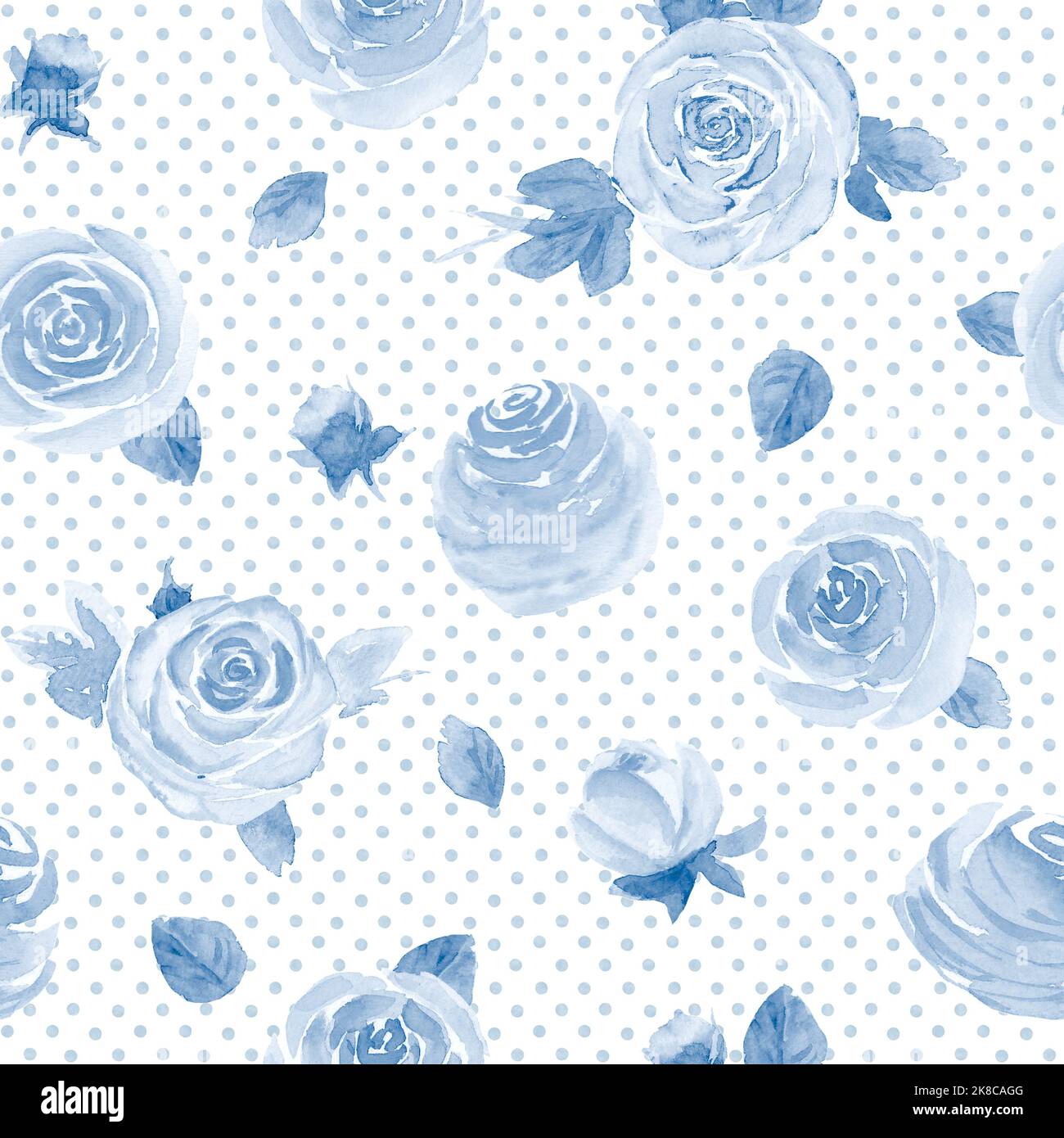 Watercolor navy blue roses flowers. Floral seamless pattern ...