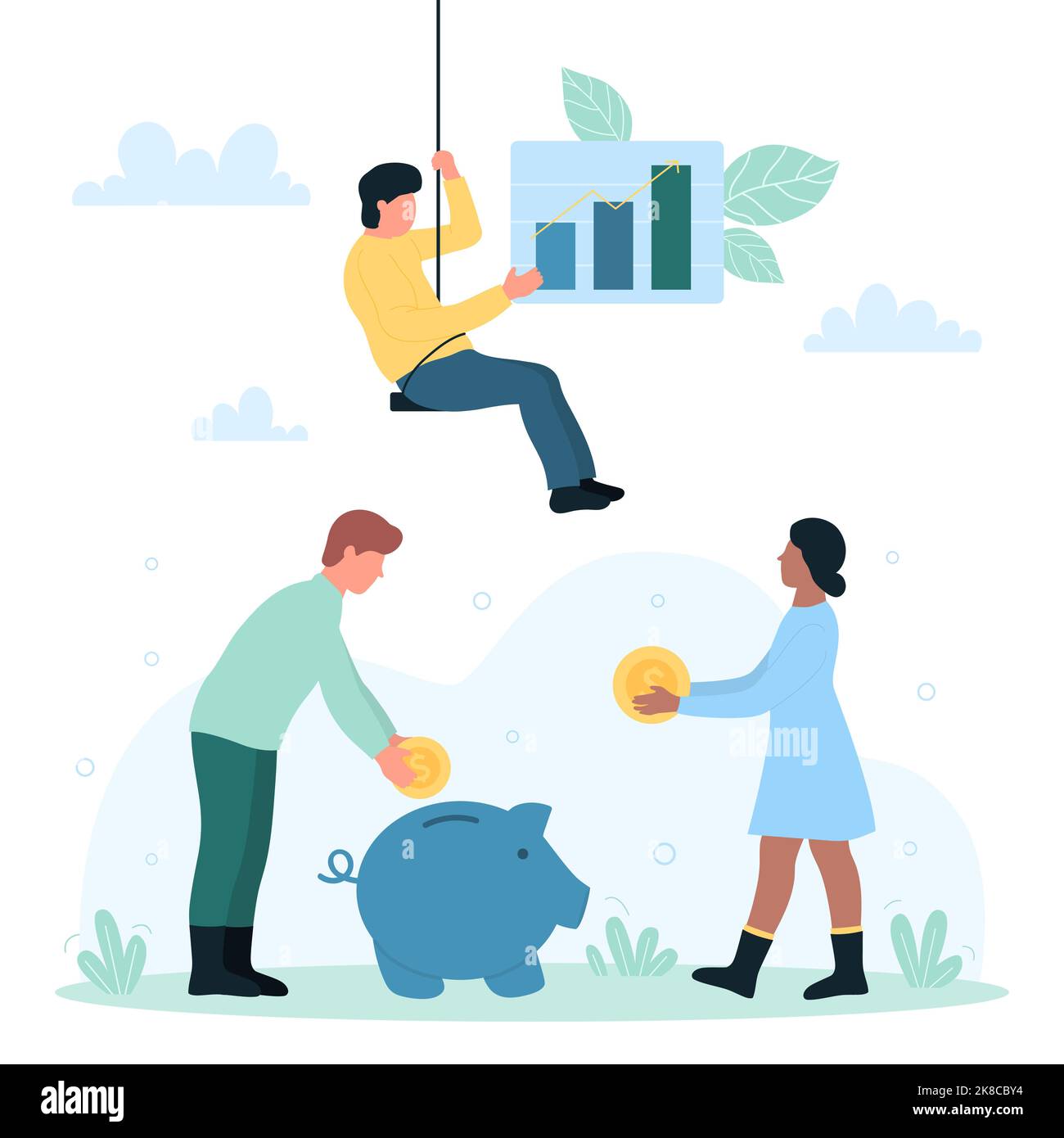 Woman piggybank savings money pig box Stock Vector Images - Alamy