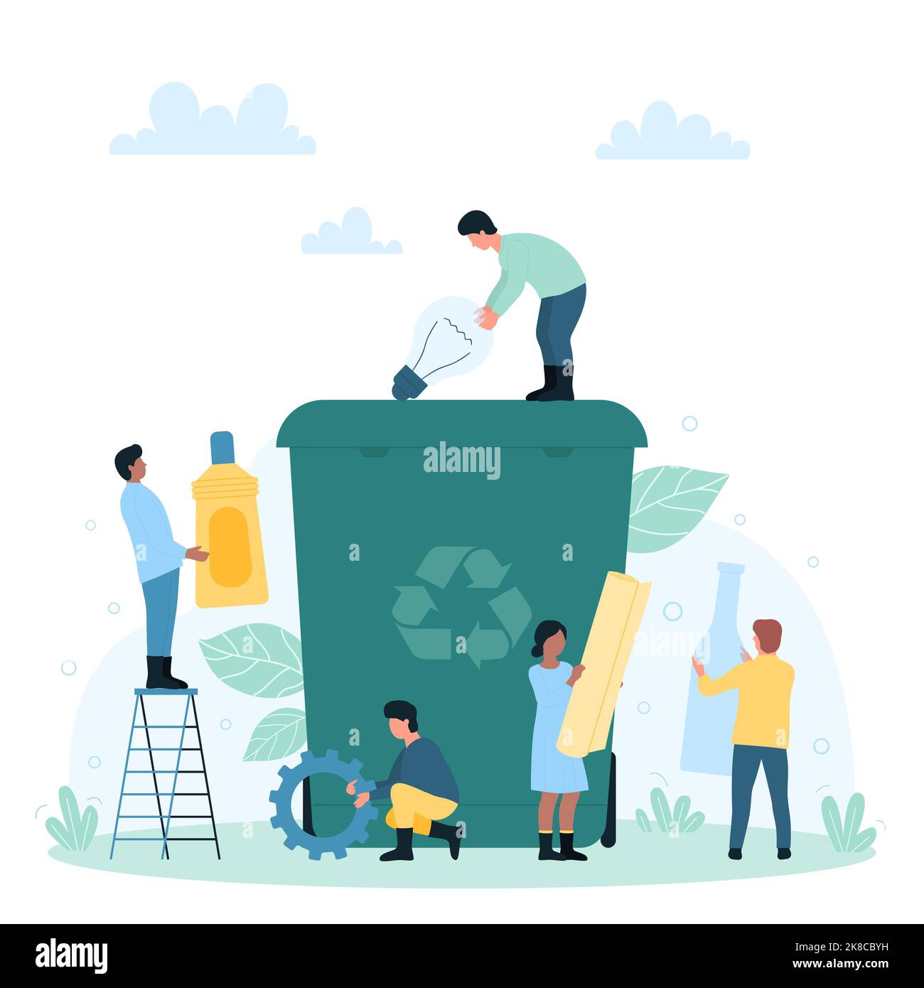 Waste collection, recycling bio technology vector illustration. Cartoon ...