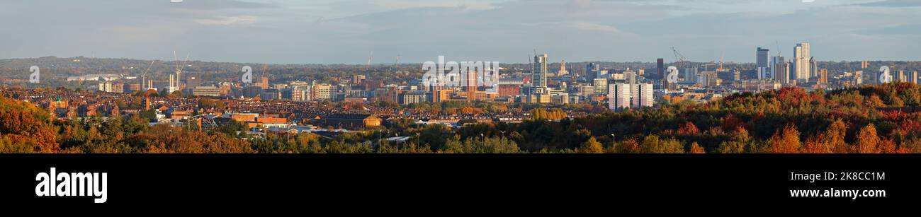 A view across Leeds City Centre on an Autumn day from Middleton Park ...