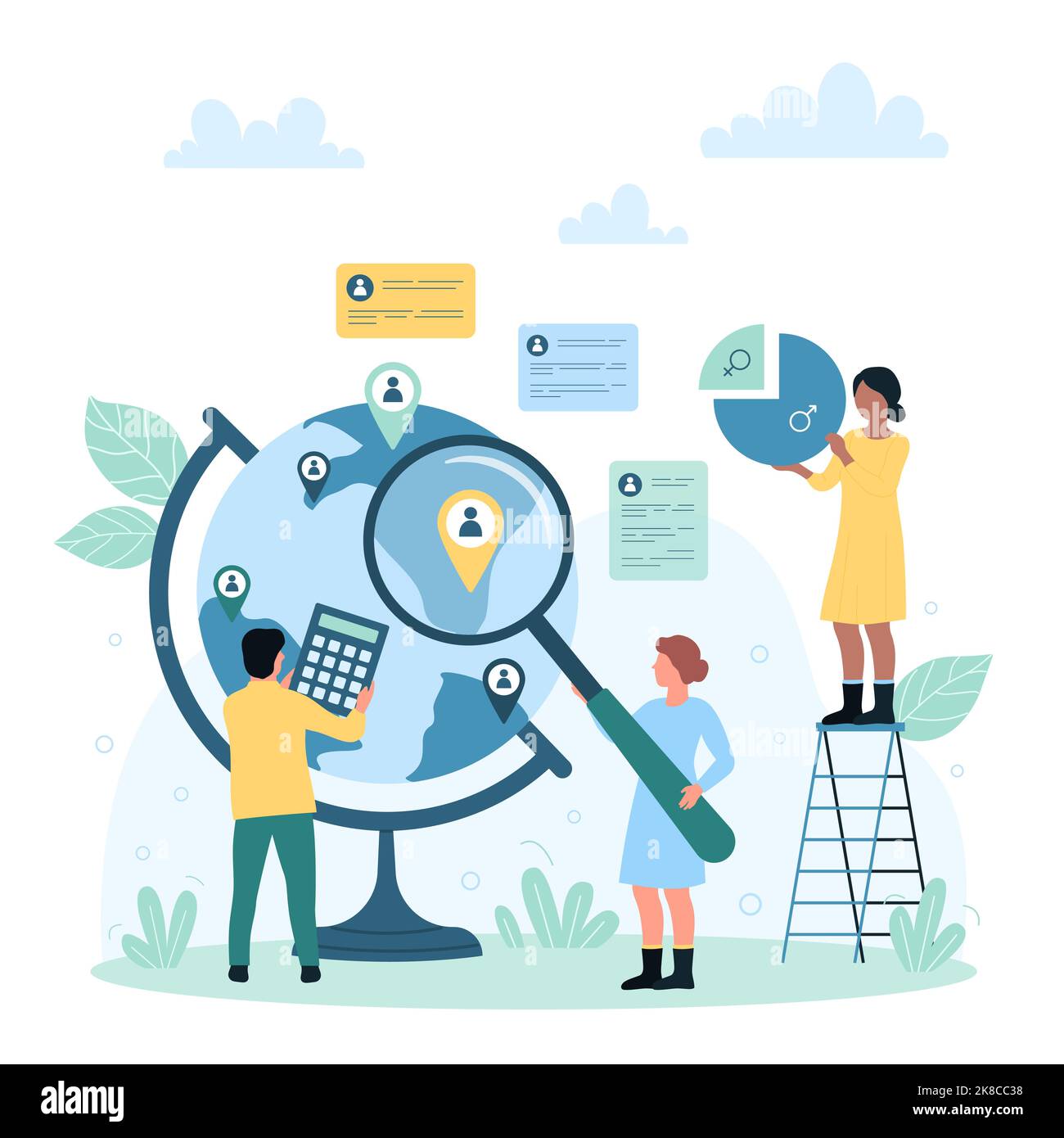 Sociology, demographic analysis of society, human resources vector ...