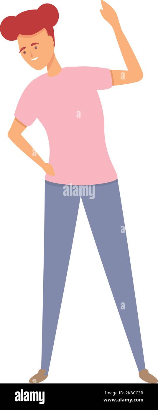 Girl exercise icon cartoon vector. Sport school. Happy girl Stock ...