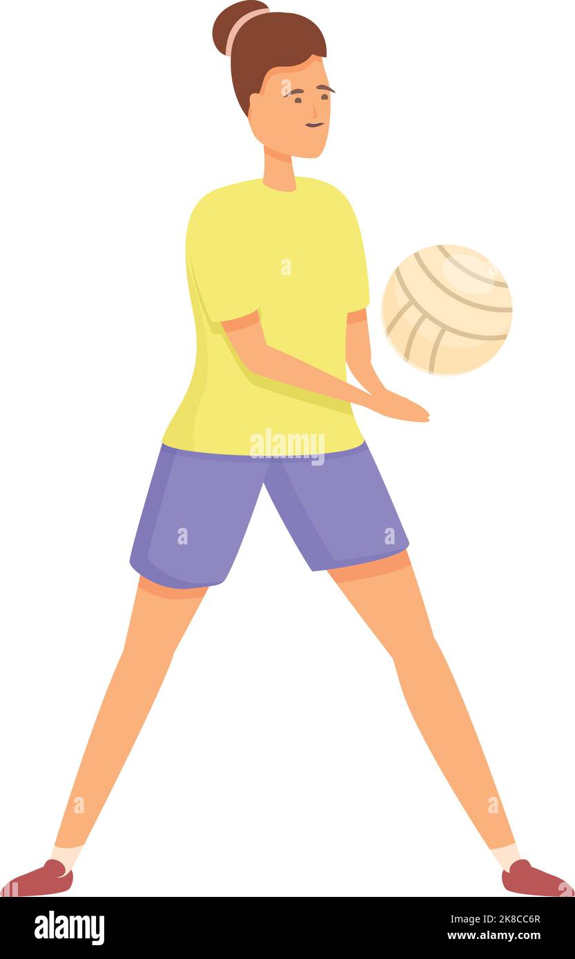 Girl play volleyball icon cartoon vector. Sport school. Kid education ...