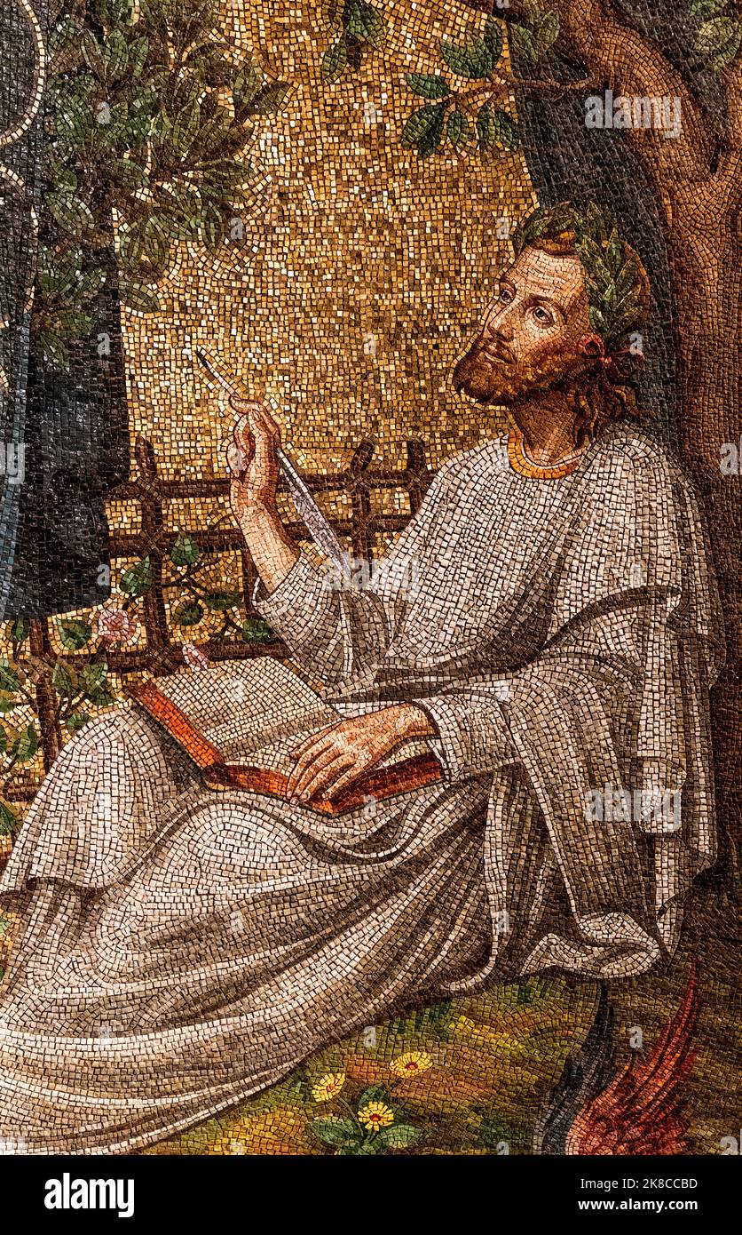 Detail of a mosaic in the Esedra Room in Pinacoteca Ambrosiana art ...