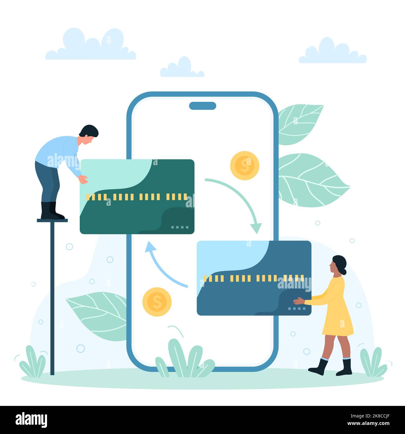 Online money transfer, transaction service in mobile bank app vector ...