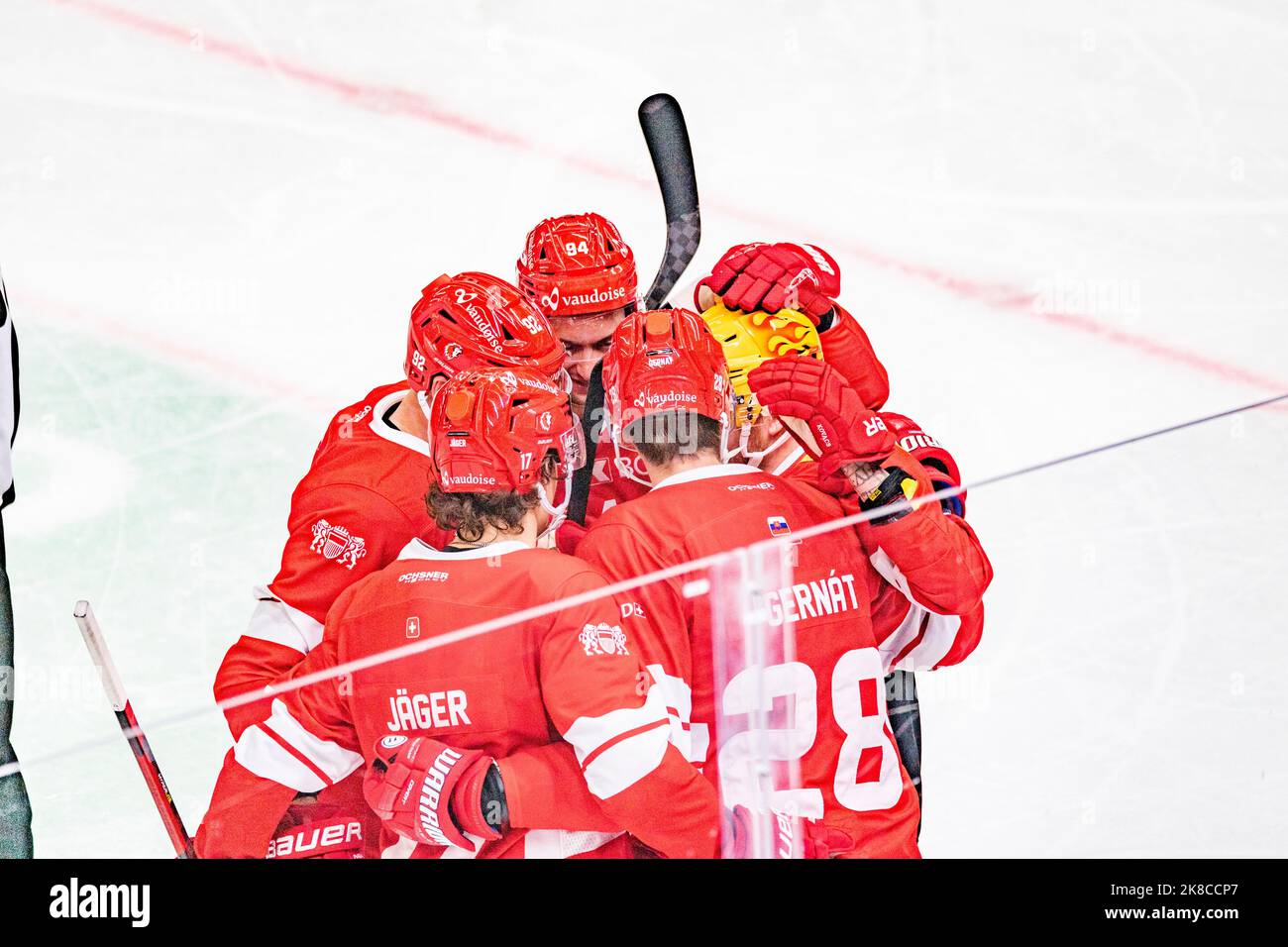 Lausanne, Switzerland. 10th Aug, 2022. The Lausanne HC Team celebrates ...