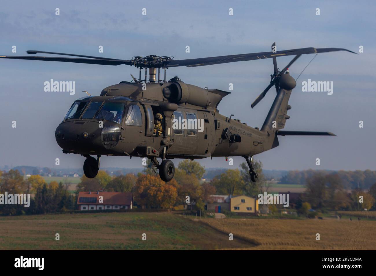 A UH-60 Blackhawk on the way to the training ground where the aerial ...