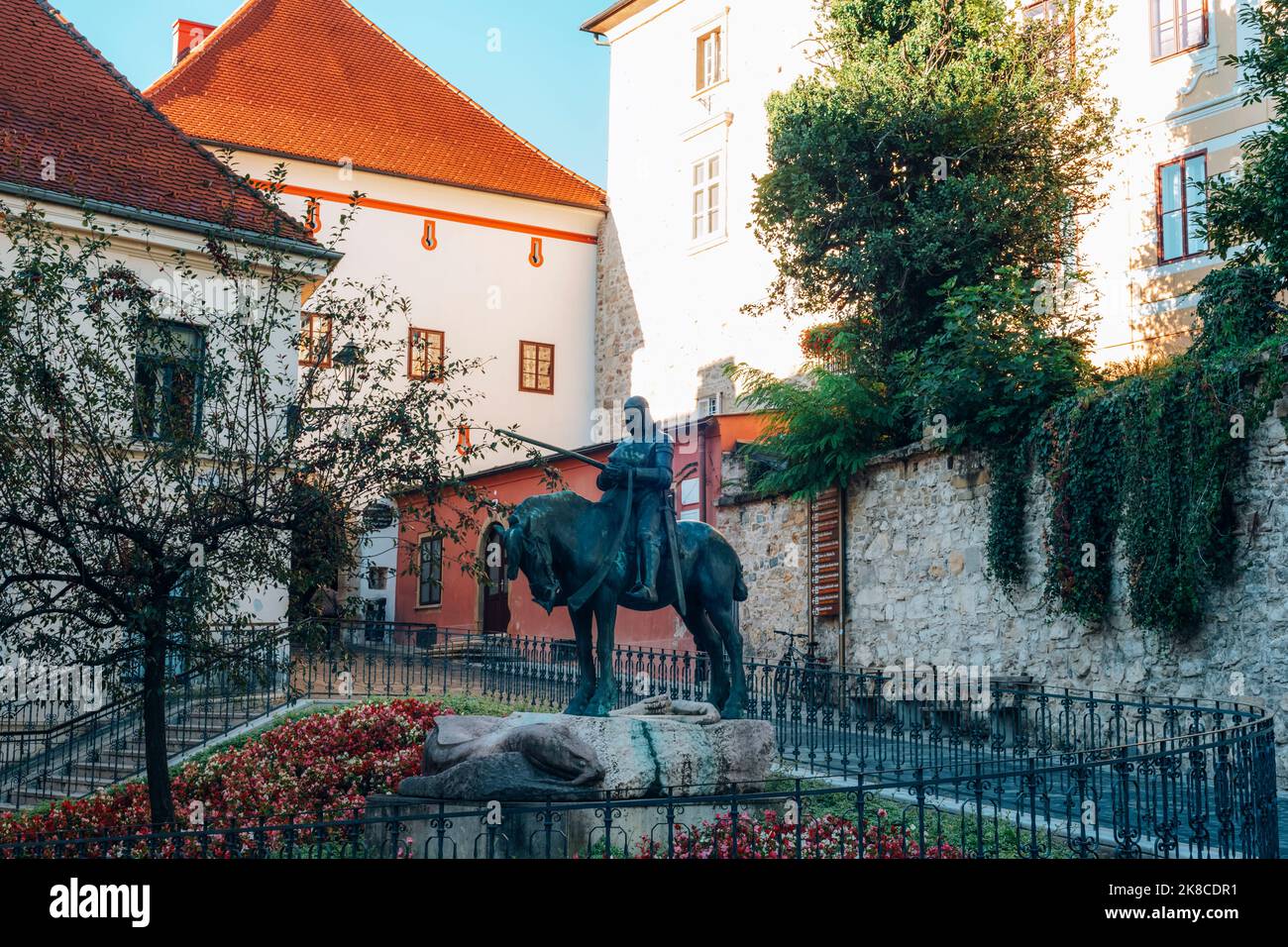 Statue of St. George and the Dragon near Stone Gate. Zagreb, Croatia ...