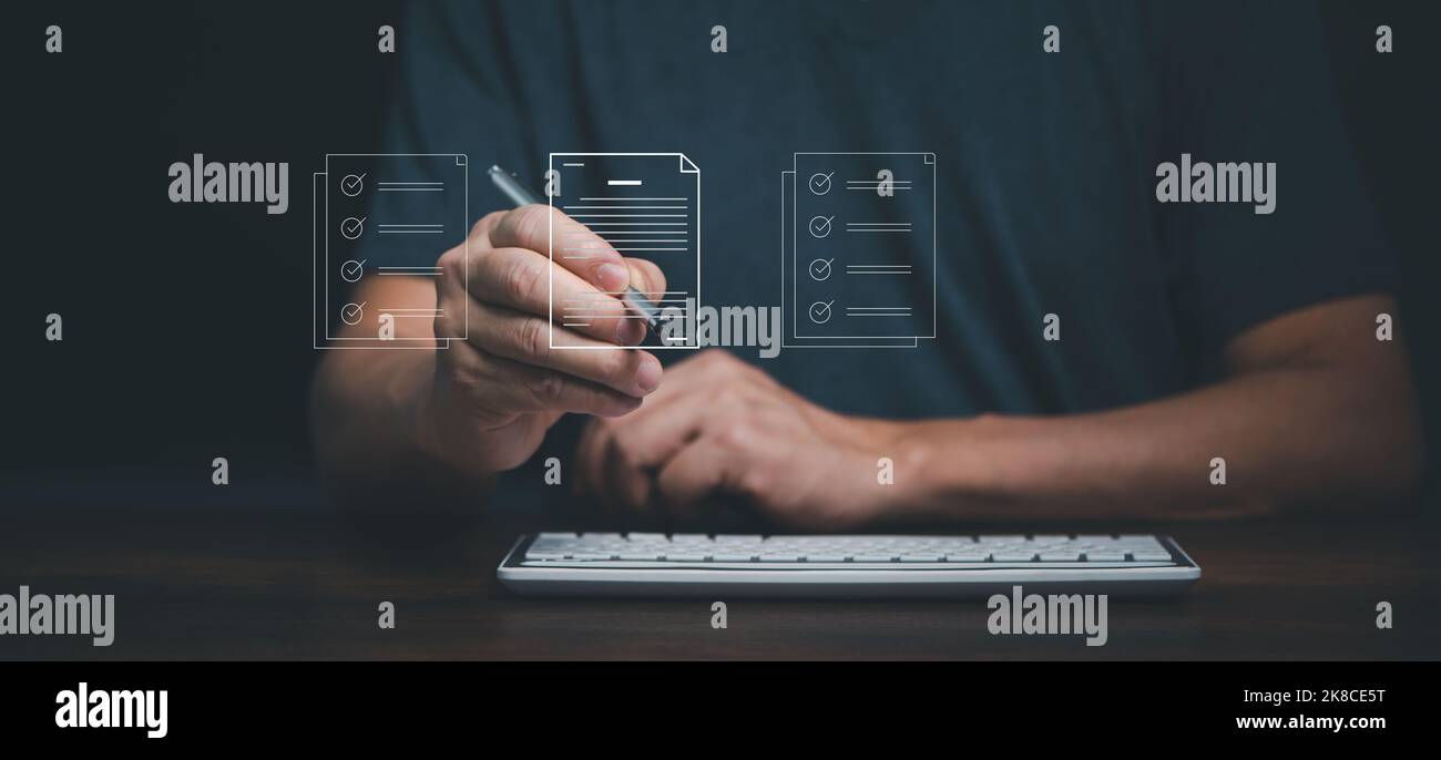 Online business with electronic signature contact on mobile phone, e ...