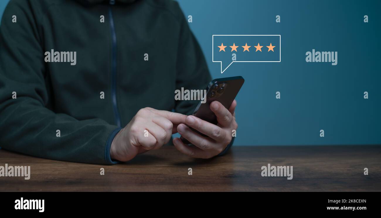 Customer review satisfaction feedback survey concept, User give rating ...