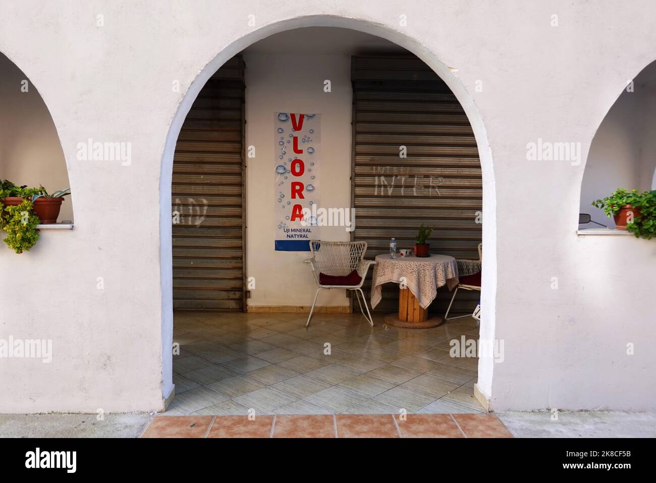 Small cafe, Saranda, Republic of Albania Stock Photo - Alamy