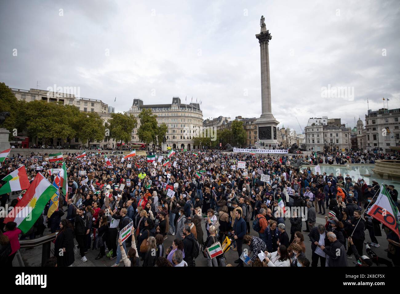 London, UK. 22nd Oct, 2022. The overview of protesters gathering at ...