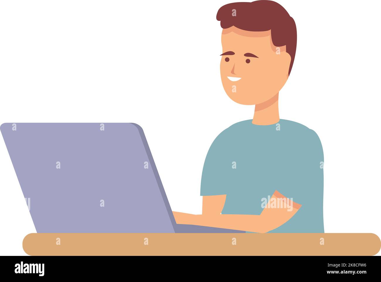 Boy laptop icon cartoon vector. Computer child. Learn school Stock ...