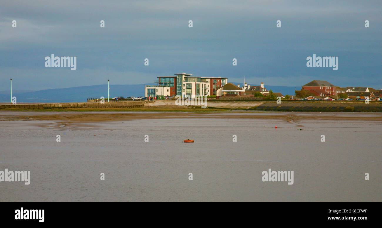 A view of Knott End from the Port of Fleetwood on the Lancashire coast ...