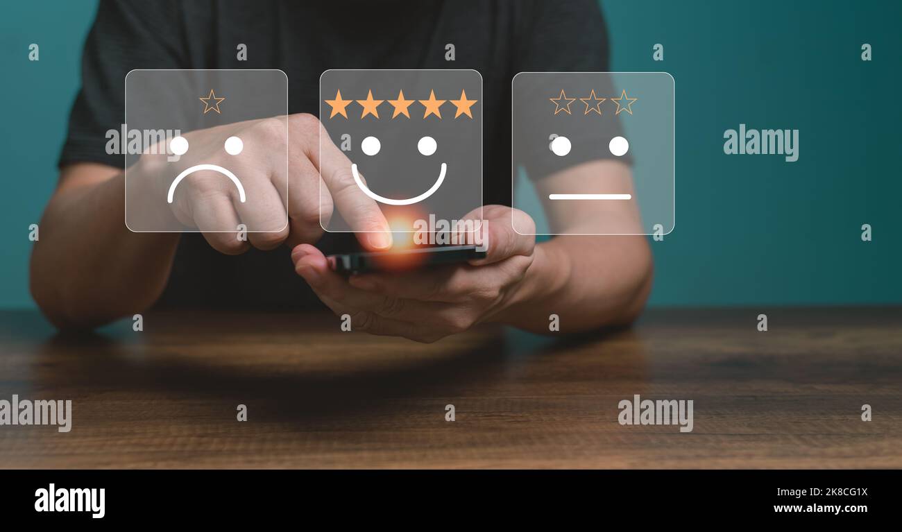 Customer service and Satisfaction concept ,Business people are touching ...