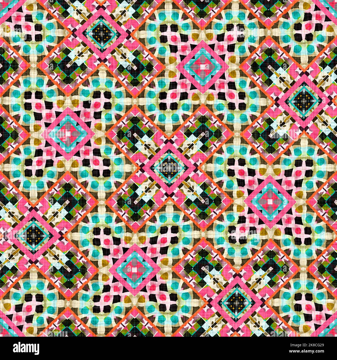 Kitsch pattern geometric retro design in seamless background. Trendy ...