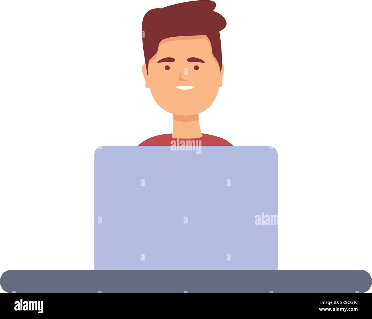 Desktop study icon cartoon vector. Computer boy. Child learn Stock ...