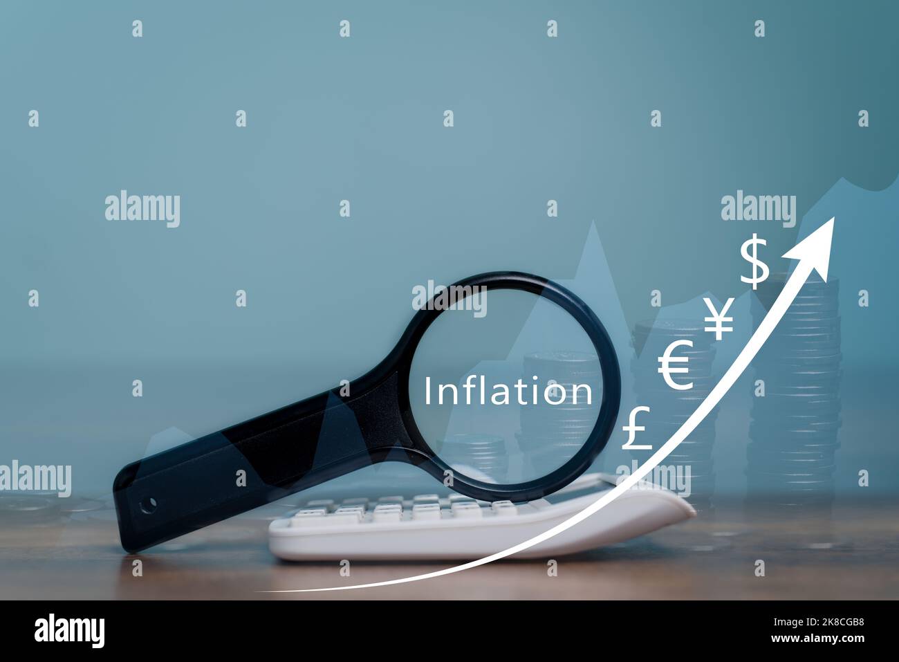 Inflation raised high concept, Financial crisis business market graph ...