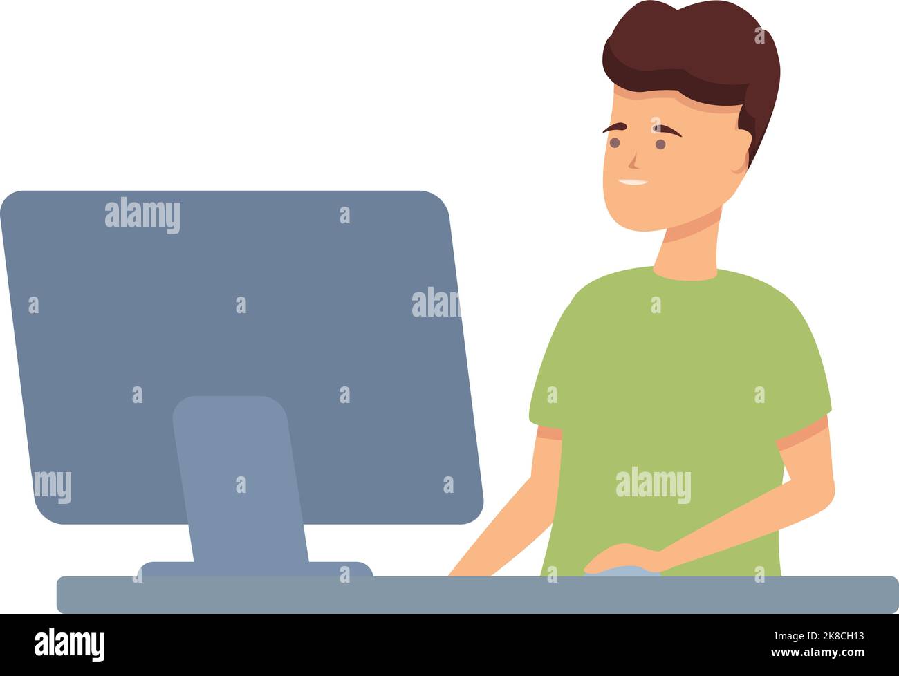 Boy study icon cartoon vector. Internet class. Student online Stock ...
