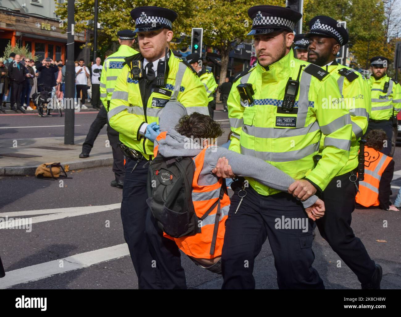 London, UK. 22nd October 2022. Police arrest a protester. Just Stop Oil ...