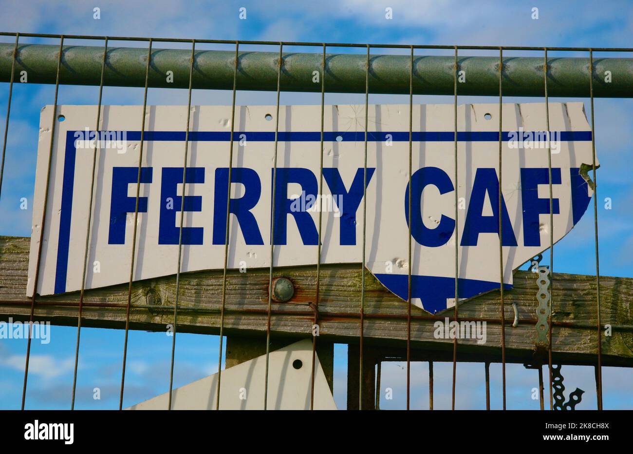 An old sign for the Ferry Cafe at the Port of Fleetwood, Lancashire ...