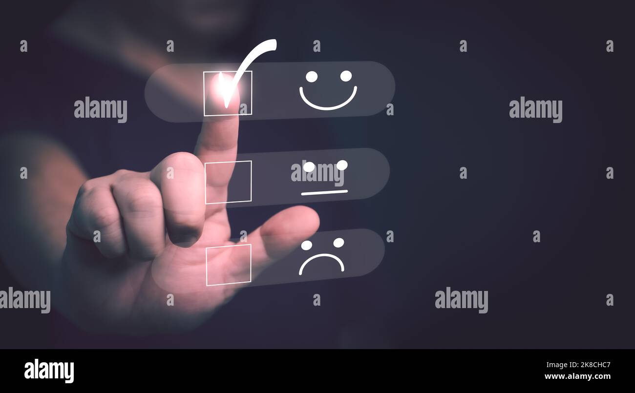 Customer service and Satisfaction concept, Business people touching the ...