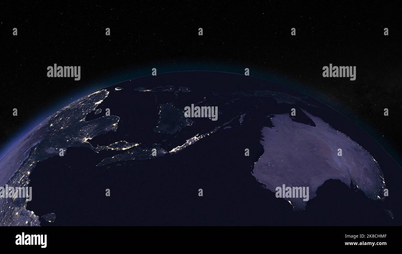 Earth globe by night focused on Australia Stock Photo - Alamy