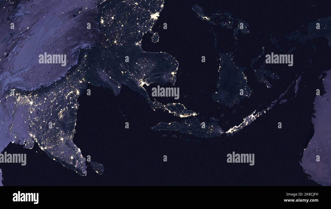 Earth globe by night focused on Southeast Asia Stock Photo - Alamy
