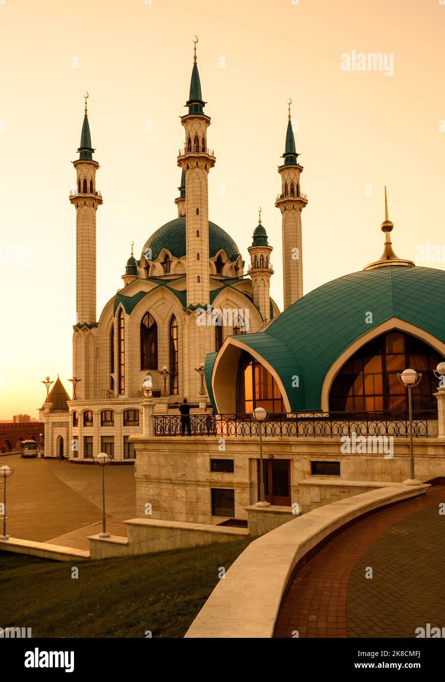 Kazan Kremlin at sunset, Tatarstan, Russia. Vertical sunny view of Kul ...