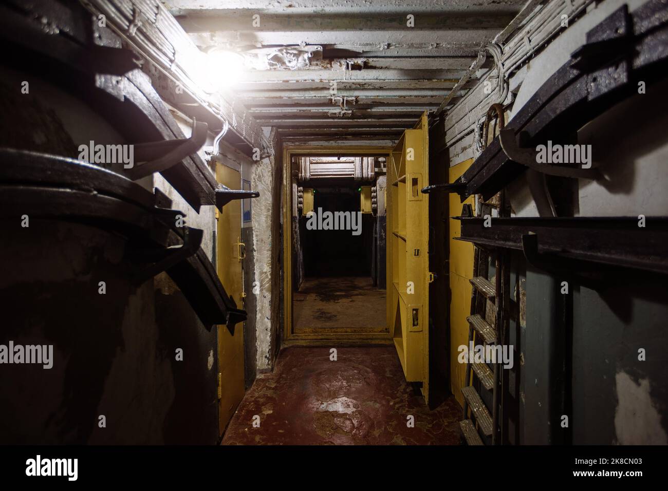 Tunnel of Soviet bunker, battery command post, echo of Cold War Stock ...