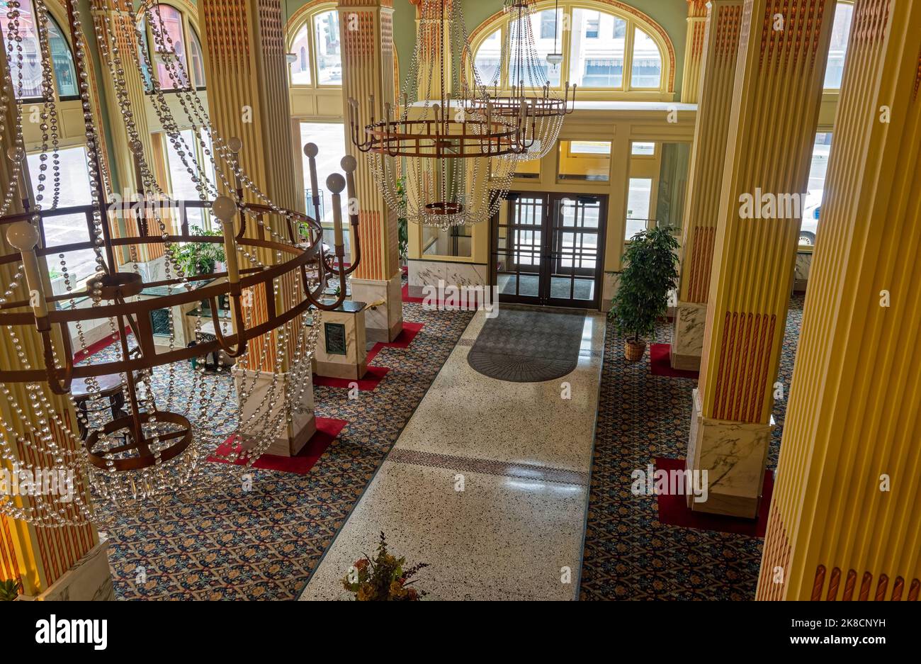 The atrium of the Finlen Hotel viewed from the mezzanine, Butte ...