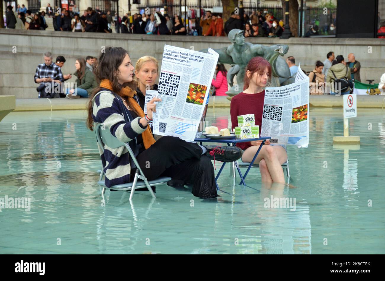 London, UK. 22nd Oct, 2022. Animal Rebellion protest on folding chairs ...