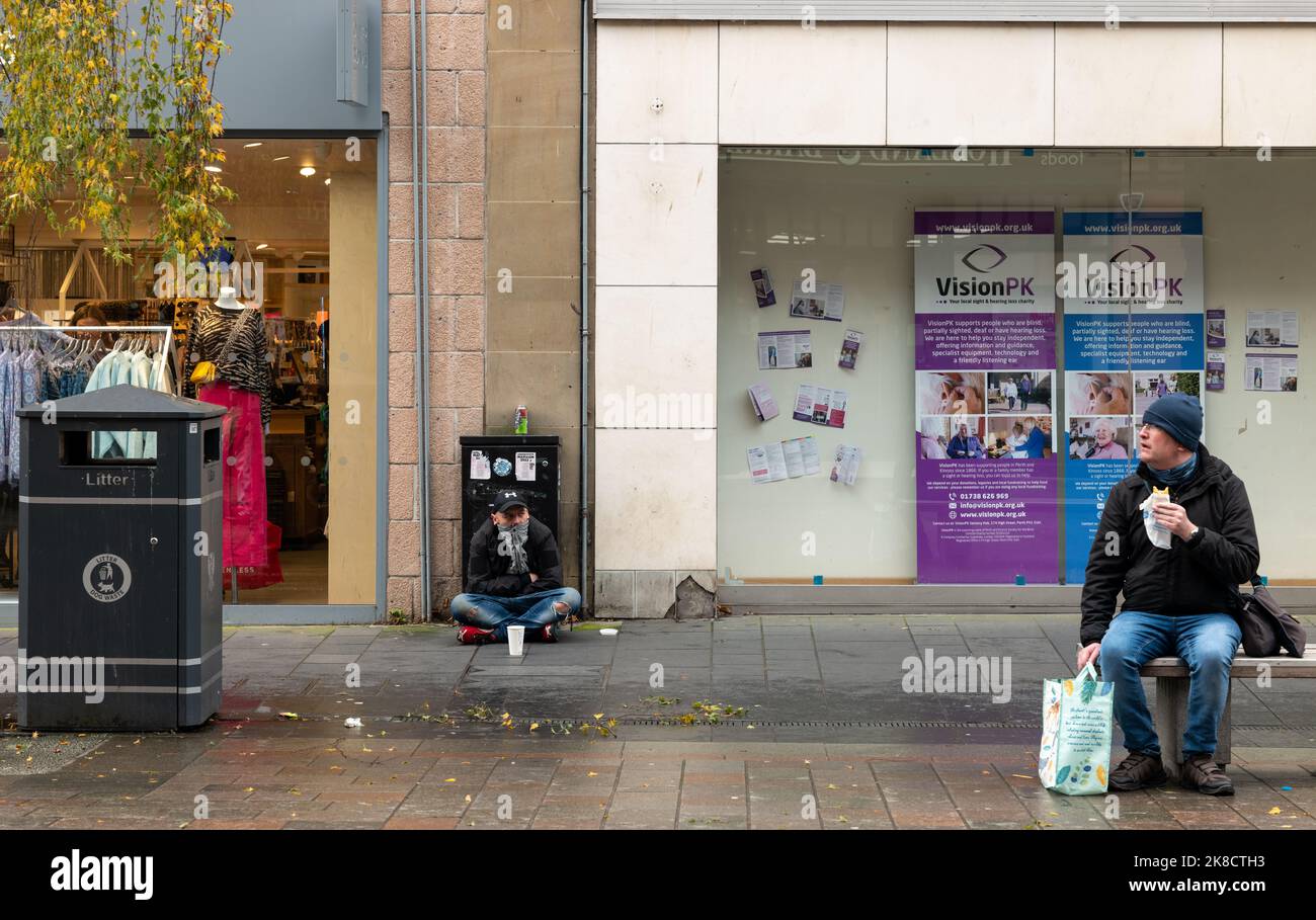 22 October 2022. Perth,Tayside,Scotland. This is two men sitting in ...