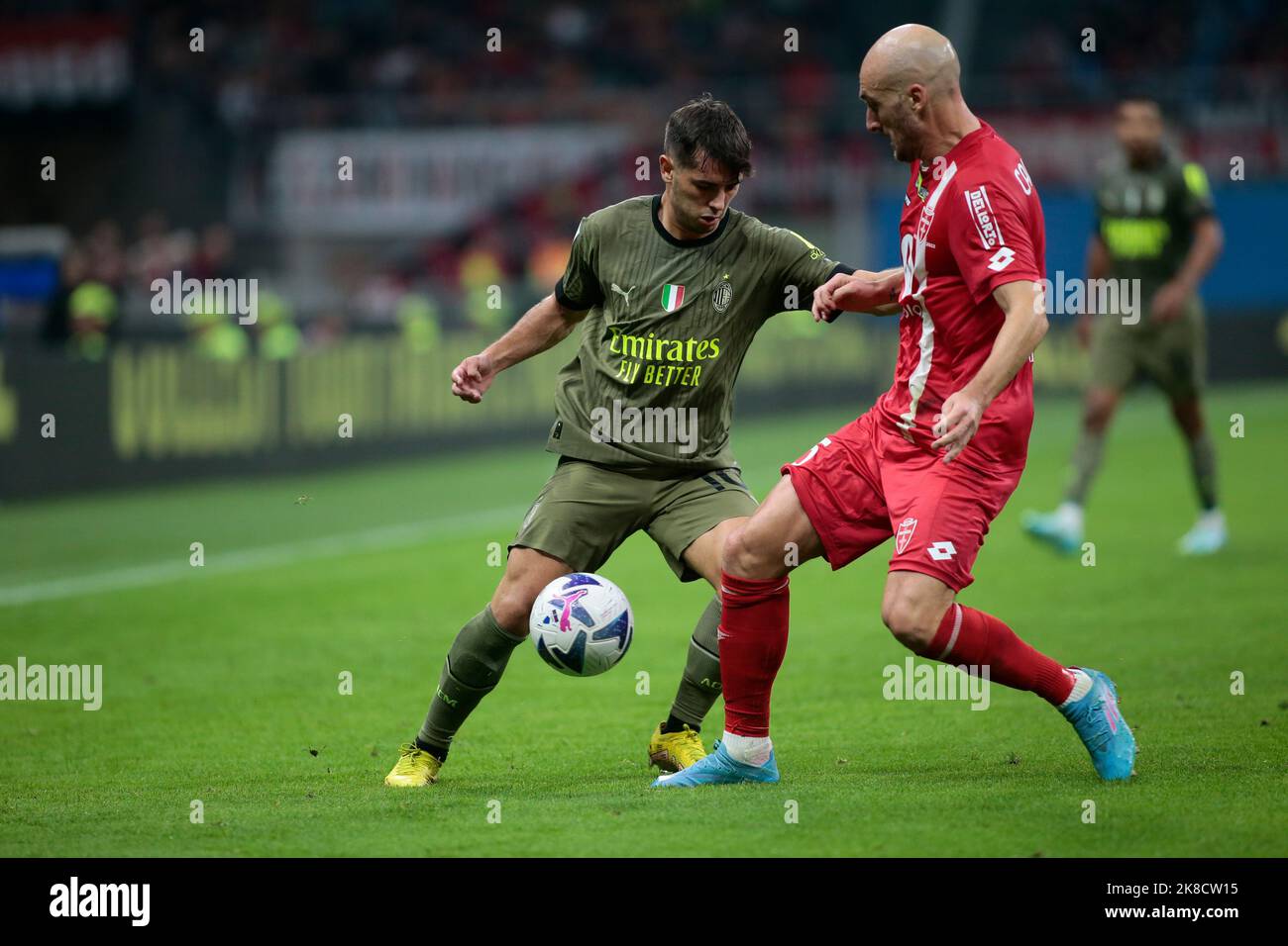 Brahim Diaz of Ac Milan and Luca Caldirola of AC Monza during the ...
