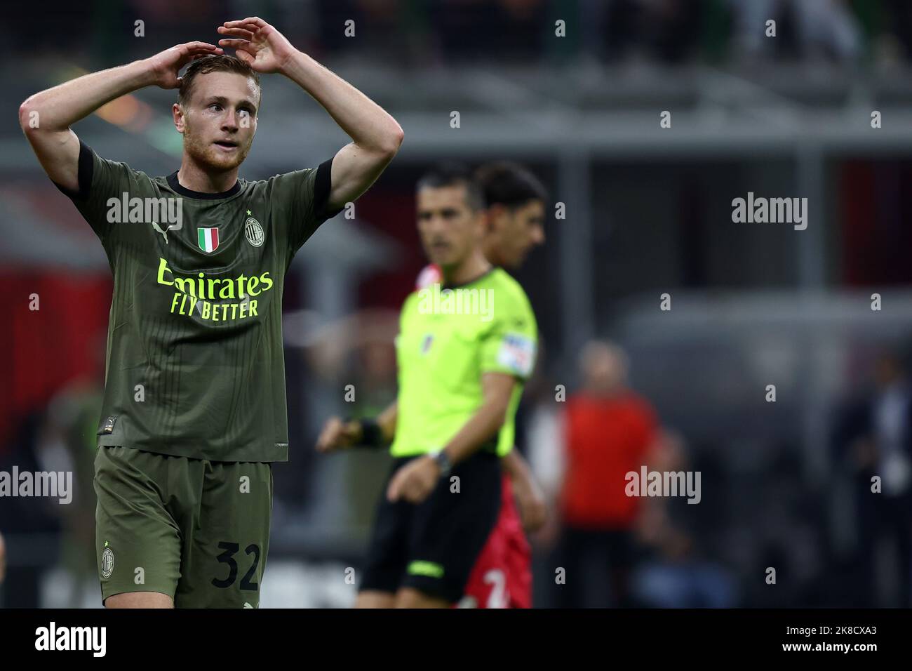 Tommaso Pobega of Ac Milan looks dejected during the Serie A football ...