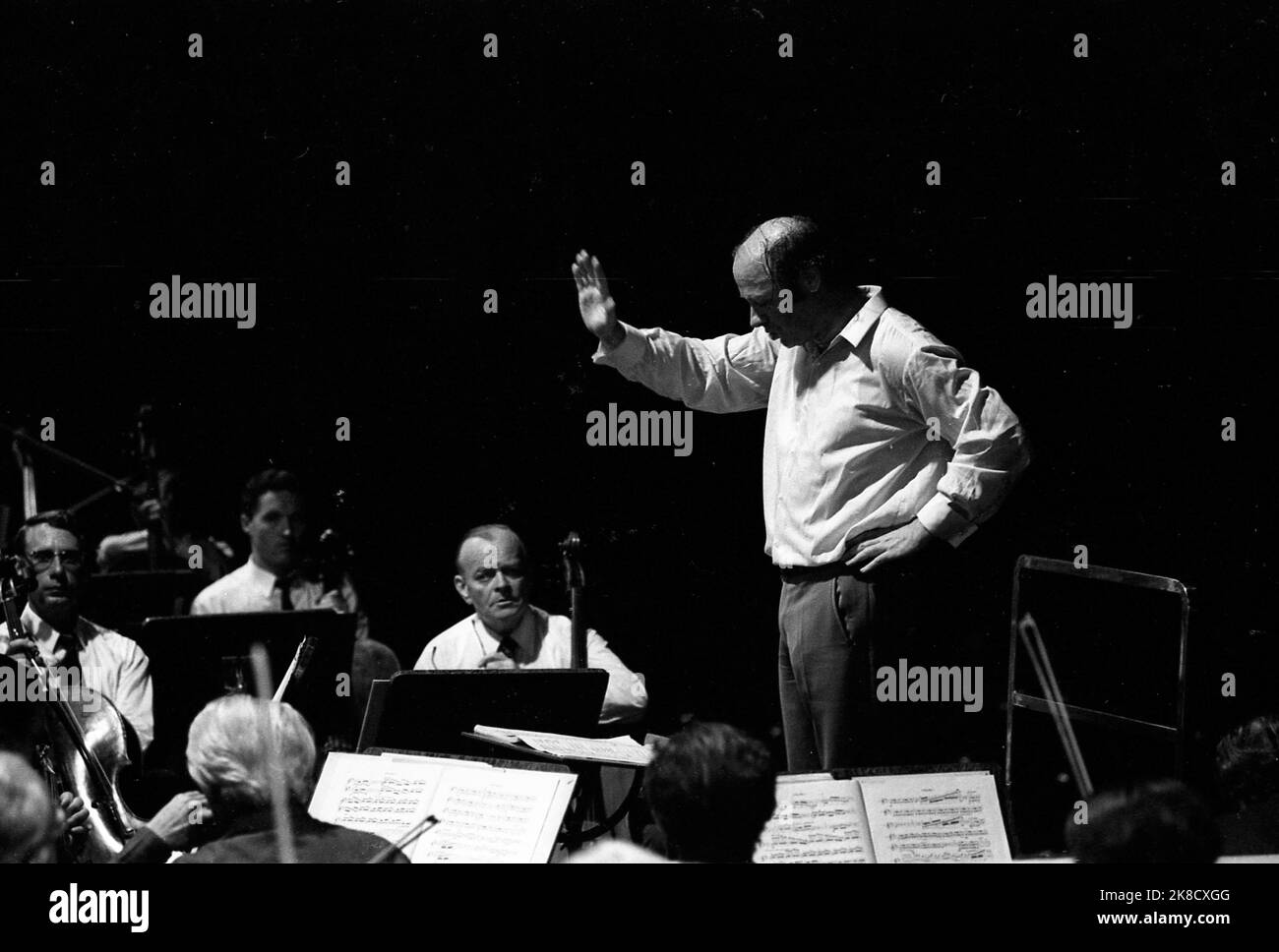 Dutch conductor Bernard Haitink, rehearsing the Amsterdam Concertgebouw ...