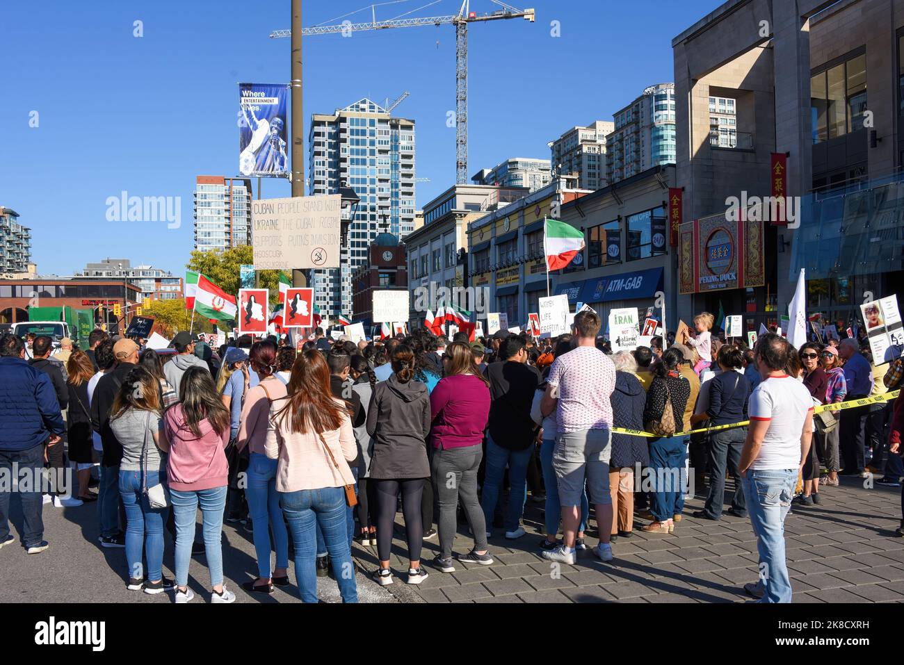 Ottawa, Canada – October 22, 2022: Group of protesters gather to bring ...