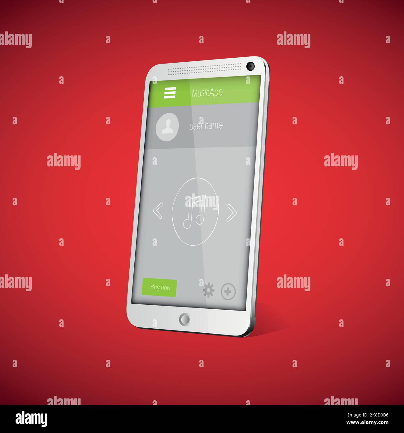 Flat Mobile UI Design on smartphone. Vector Stock Vector Image & Art ...