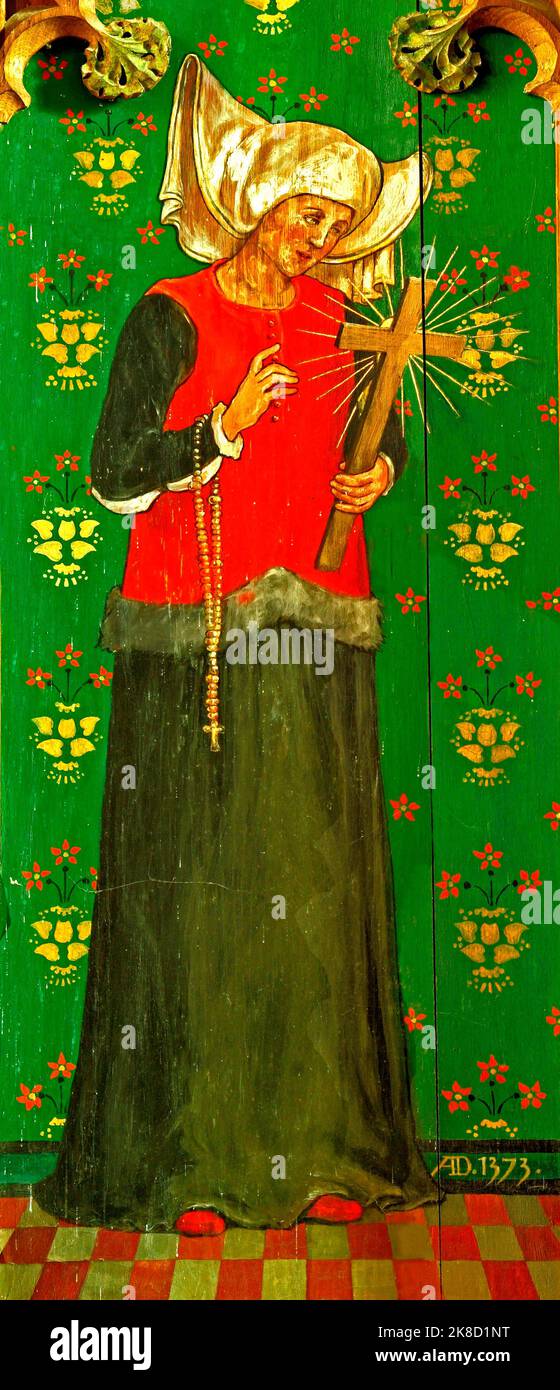 Mother Julian of Norwich, painted wood reredos panel, by Ellen Woodward ...