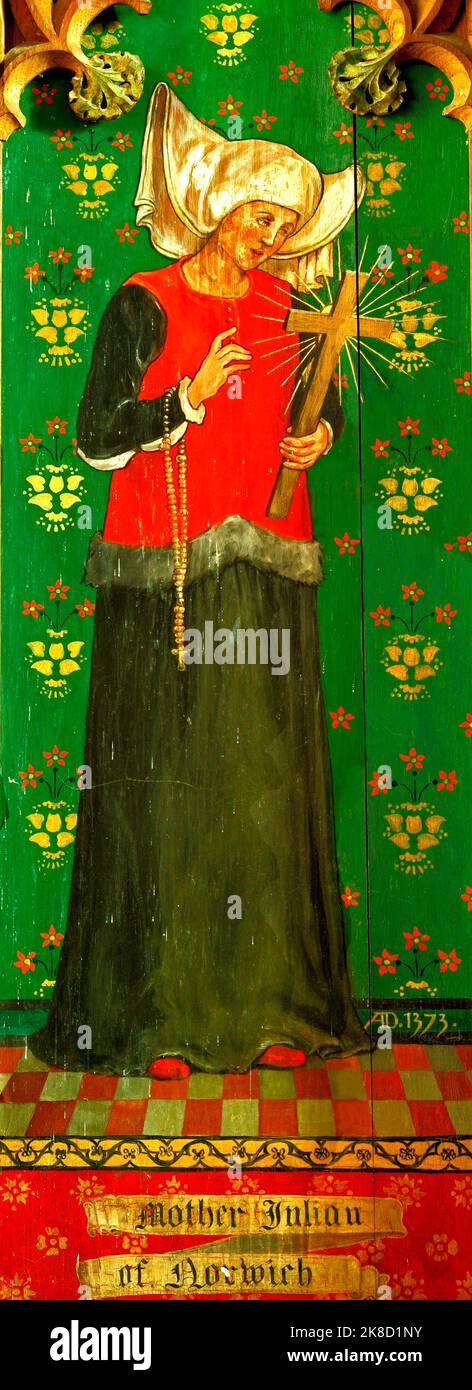 Mother Julian of Norwich, painted wood reredos panel, by Ellen Woodward ...