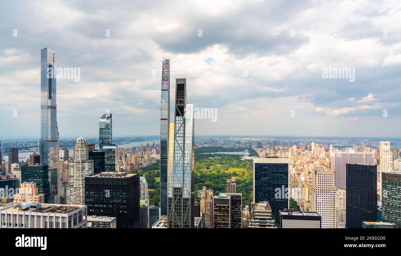 Panorama of high-rise buildings of Manhattan in the New York Central ...