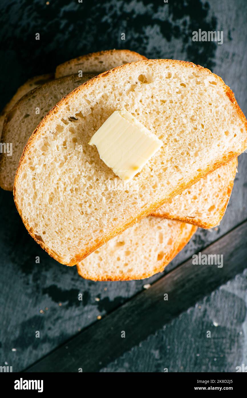Pain de mie is a loaf of white bread with a thin, soft crust. It is ...
