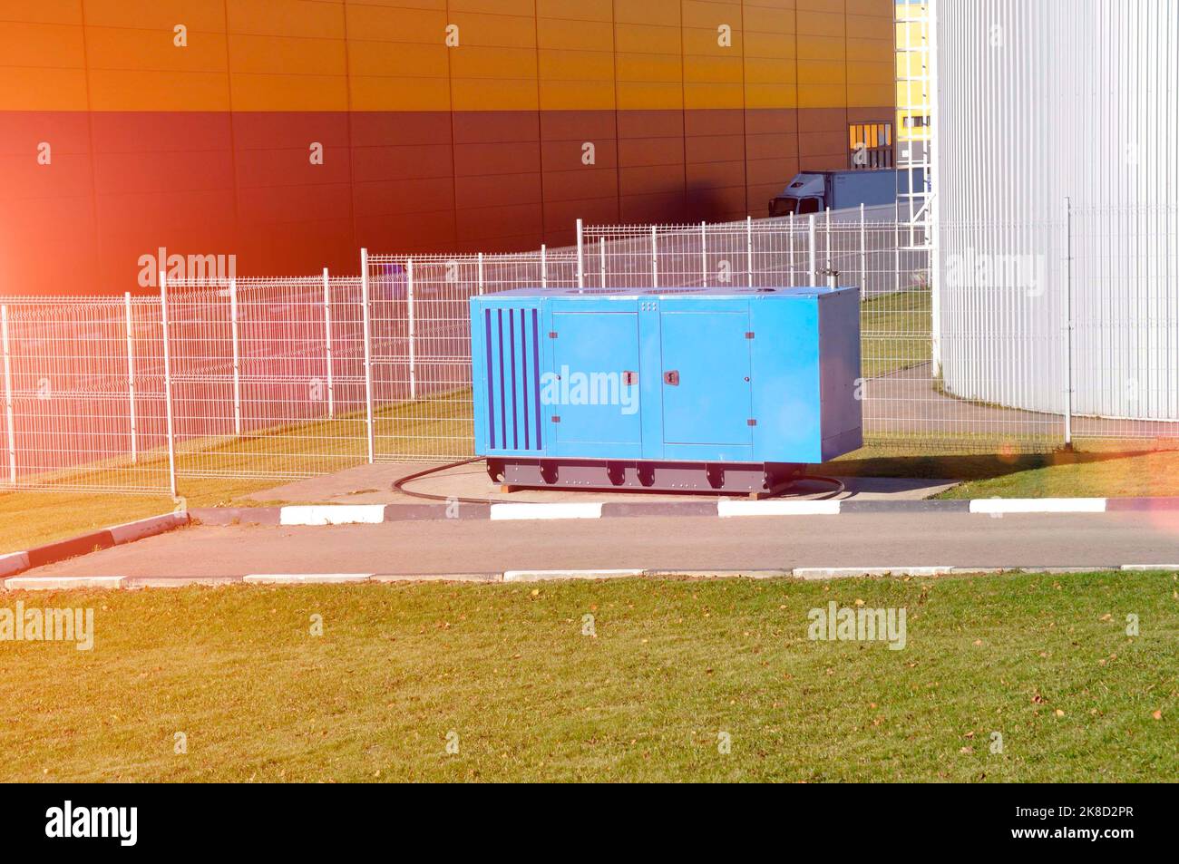 New blue mobile diesel generator for emergency power supply of the ...