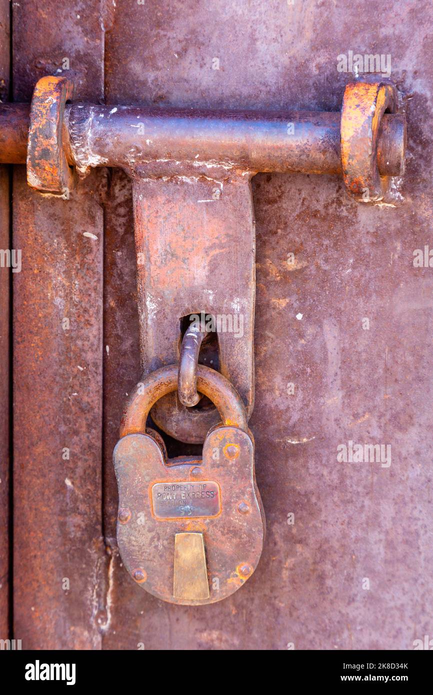 A rusted padlock on the Old Show Low Jail. Show Low, Arizona Stock ...