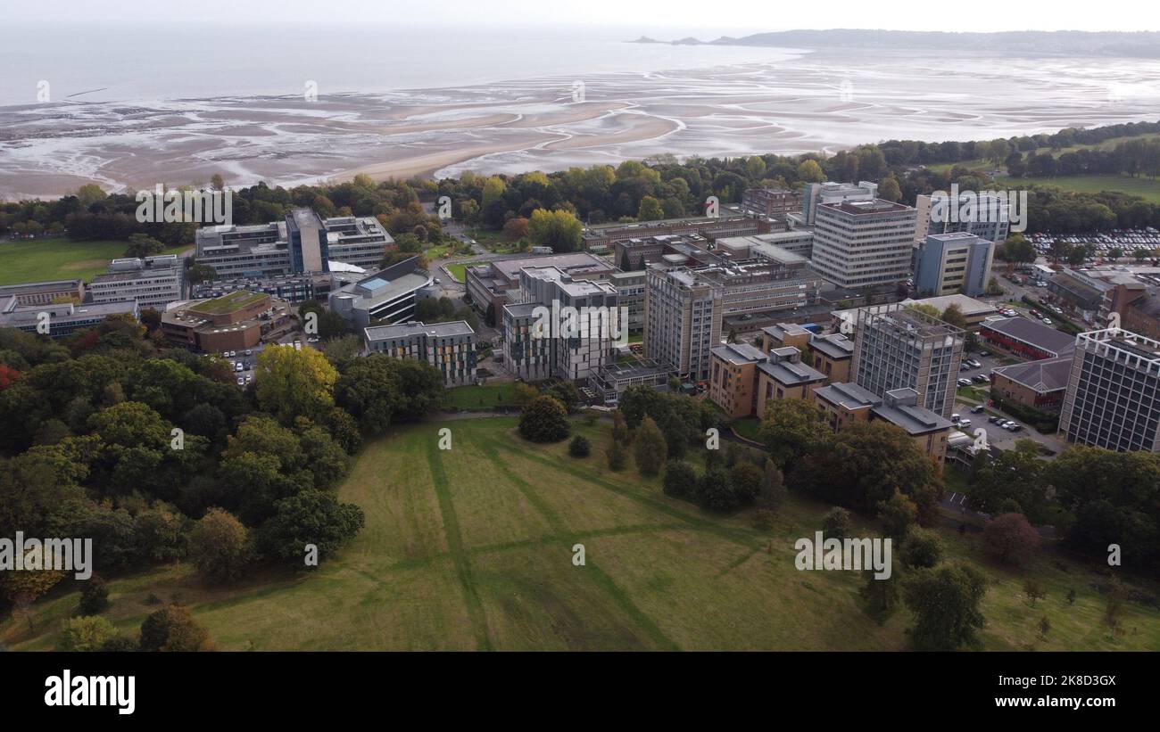 Aerial Archive photo of Swansea university and Swansea bay from above ...