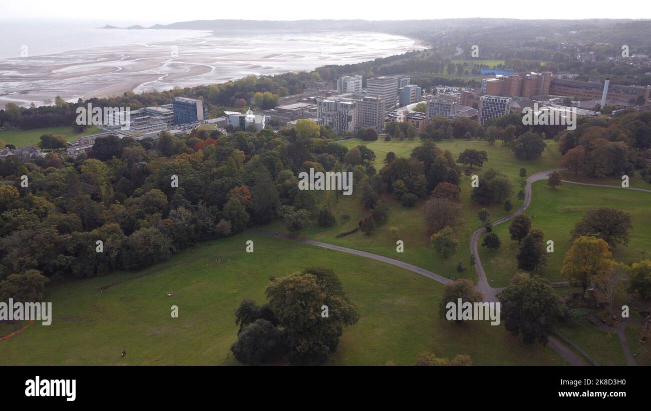 Aerial Archive photo of Swansea university and Swansea bay from above ...