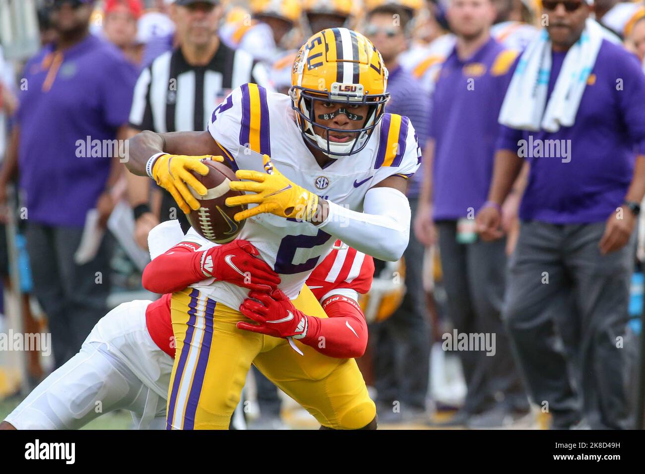 October 22, 2022: LSU's Kyren Lacy (2) brings in a pass during NCAA ...