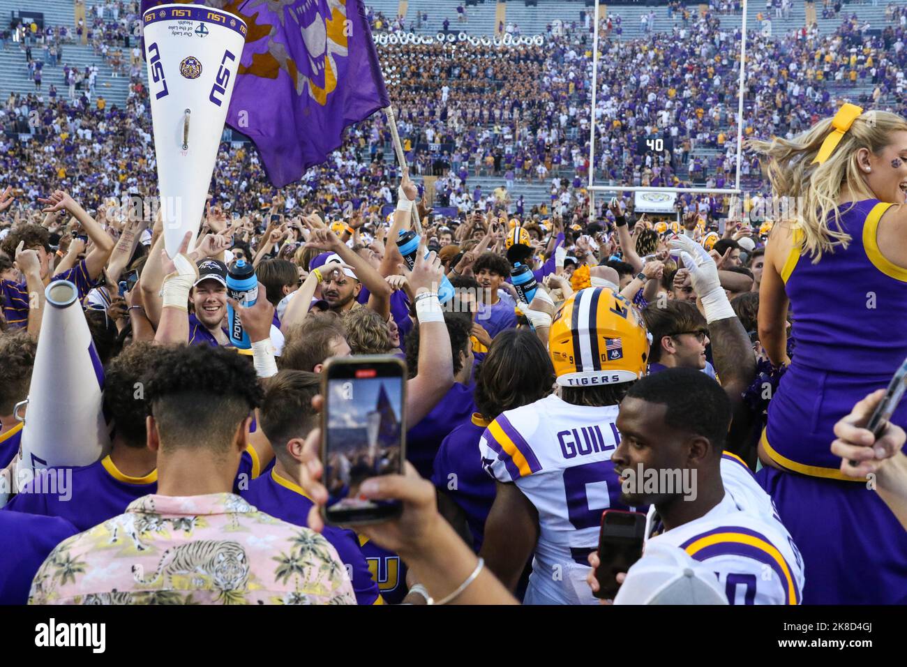Baton Rouge, LA, USA. 22nd Oct, 2022. LSU fans, players, and ...
